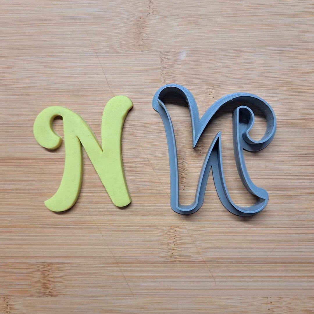 Uniquely Shaped Letter N Cookie Cutter. Initials Plaque Biscuit. 3D ...