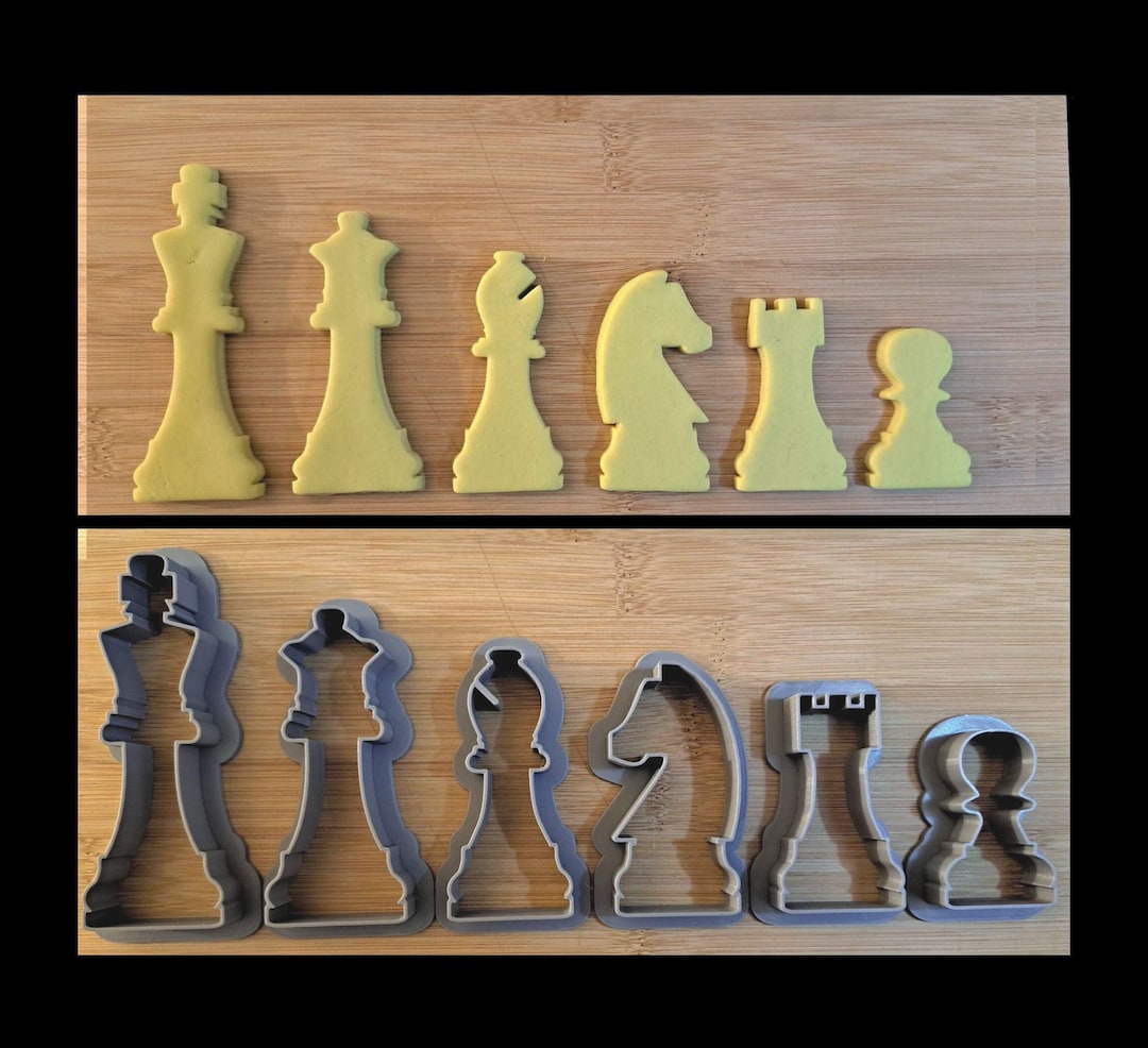 Board Game Chess Cookie Cutter Set. Chess Biscuit Token Pieces. 3d ...