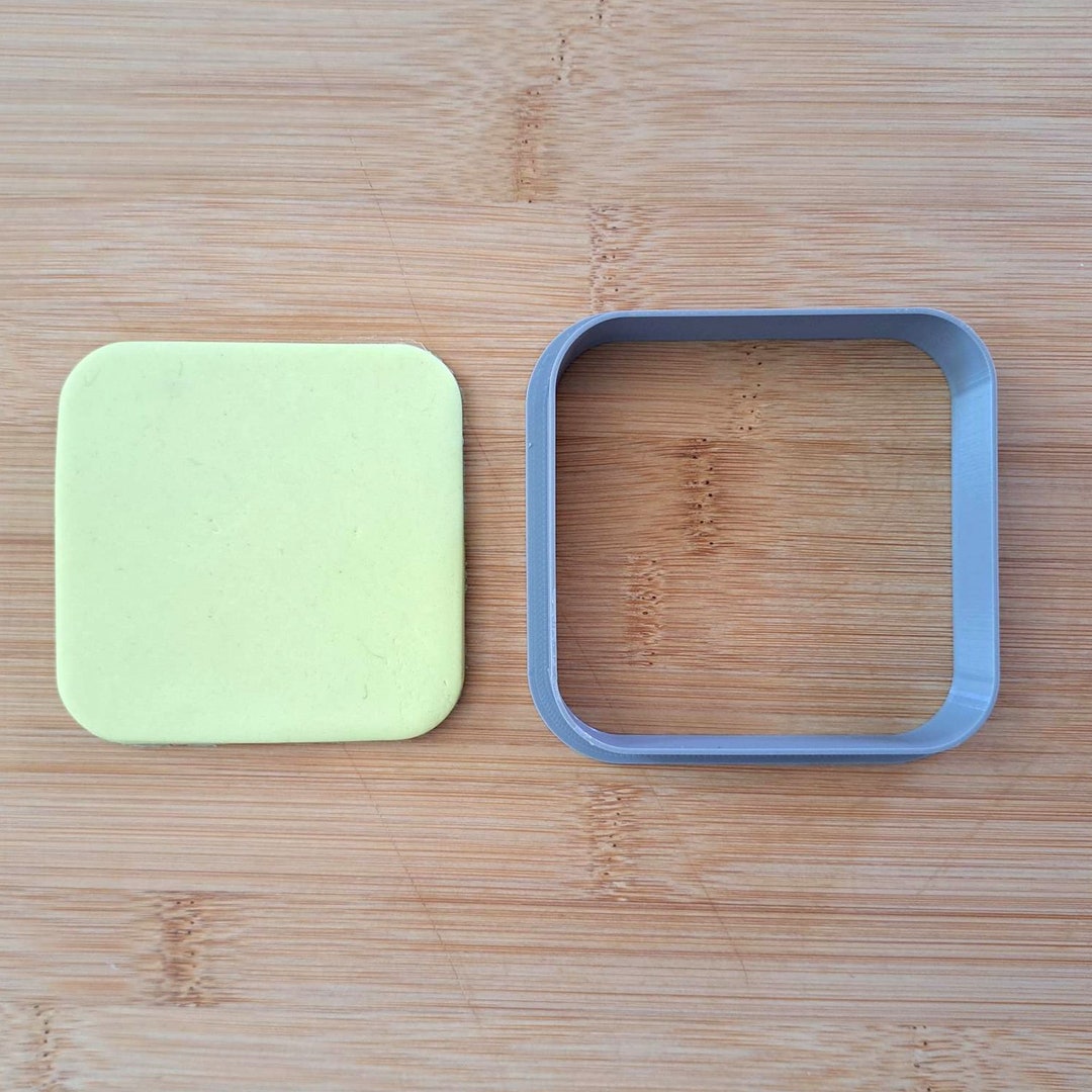 Rounded Corners Square Cookie Cutter. Soft Square Plaque Biscuit. 3D ...