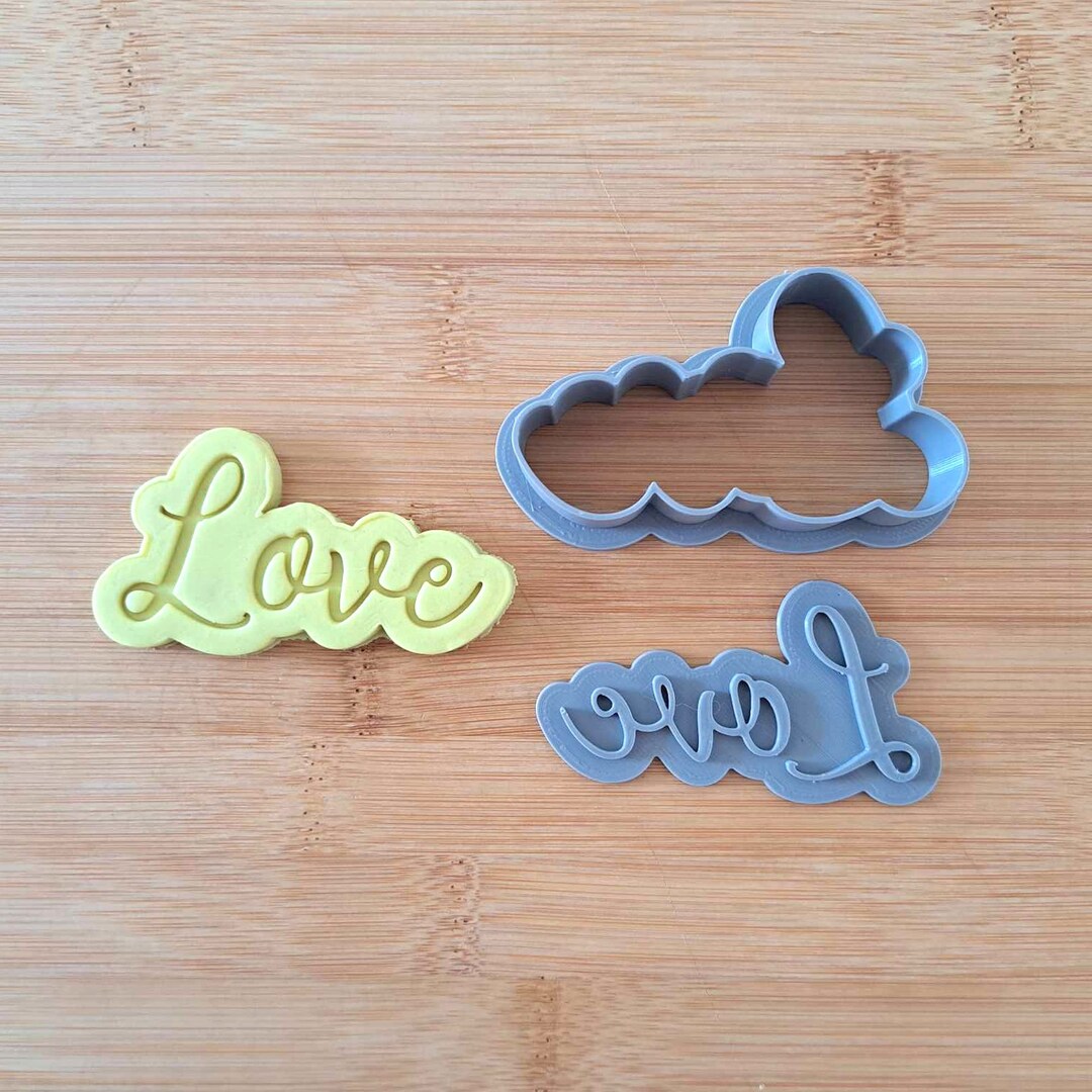Elegant Script Love Word Cookie Cutter and Stamp. Valentine's Day ...