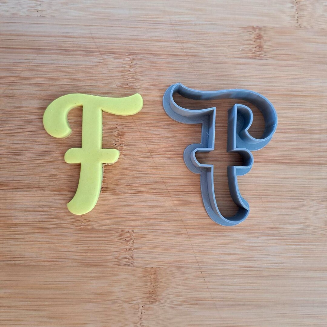 Uniquely Shaped Letter F Cookie Cutter. Initials Plaque Biscuit. 3D ...