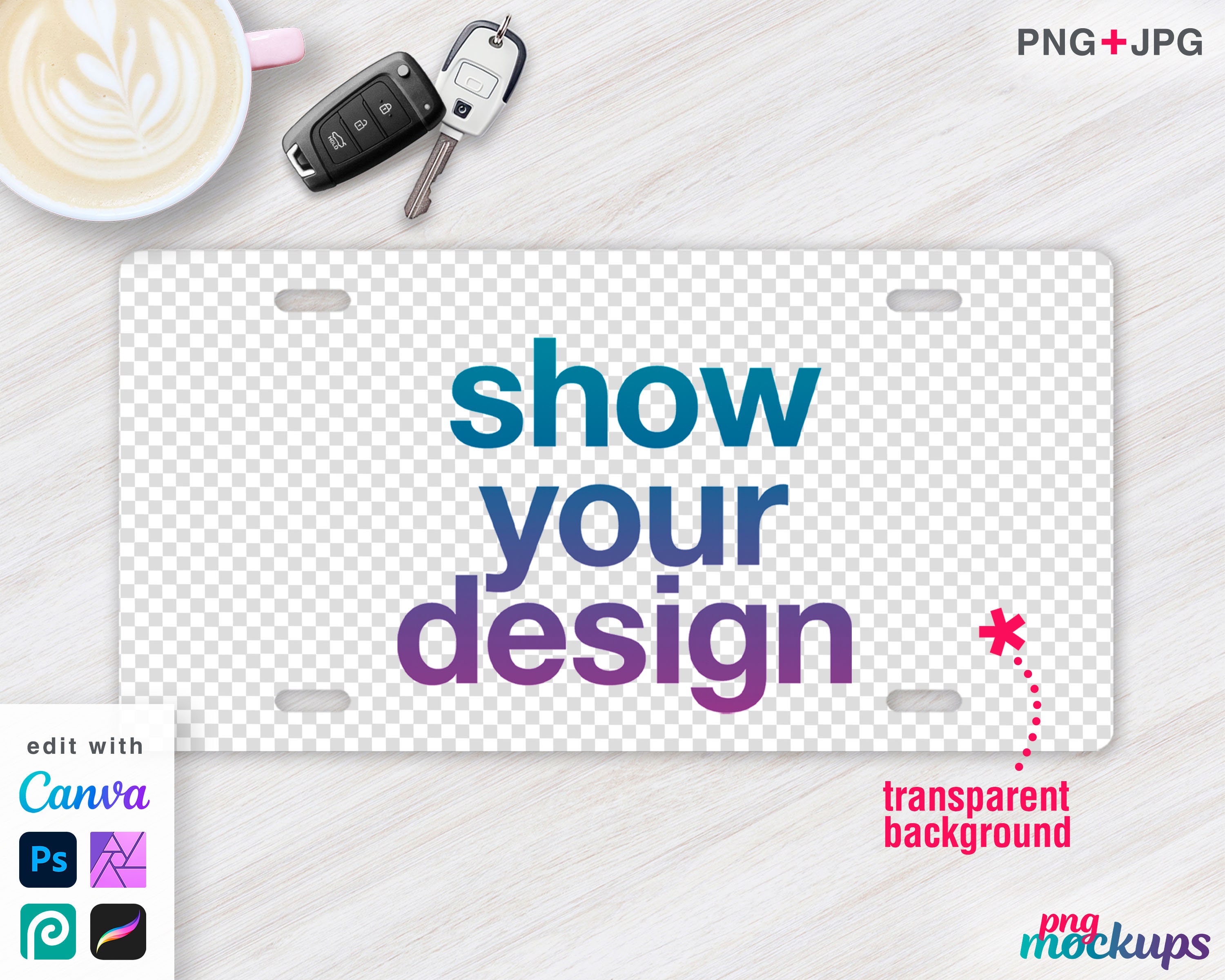 Car License Plate PNG Mockup With Transparent Background Use With Canva ...