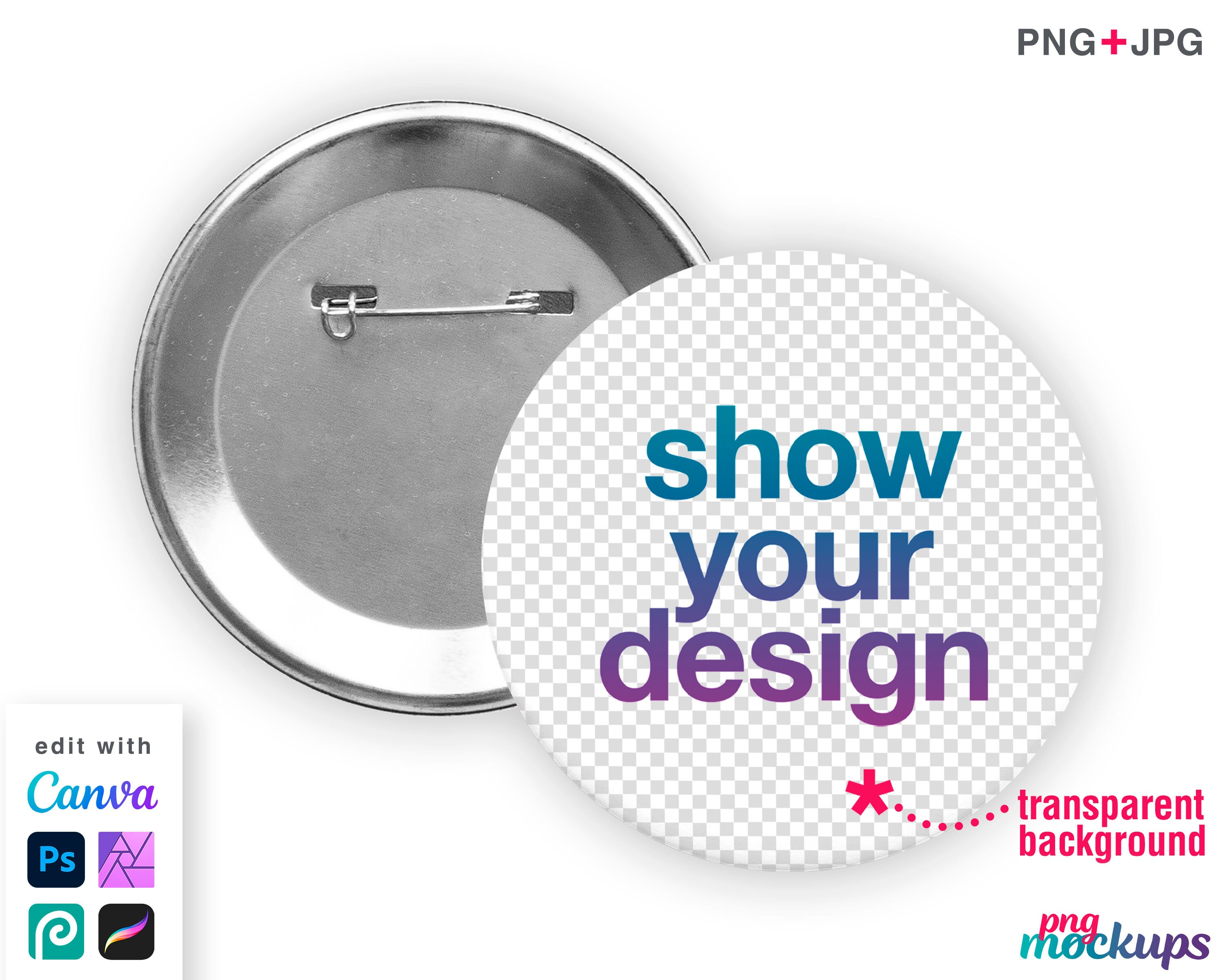 Round Pin Back Button PNG Mockup With Transparent Background to Show ...