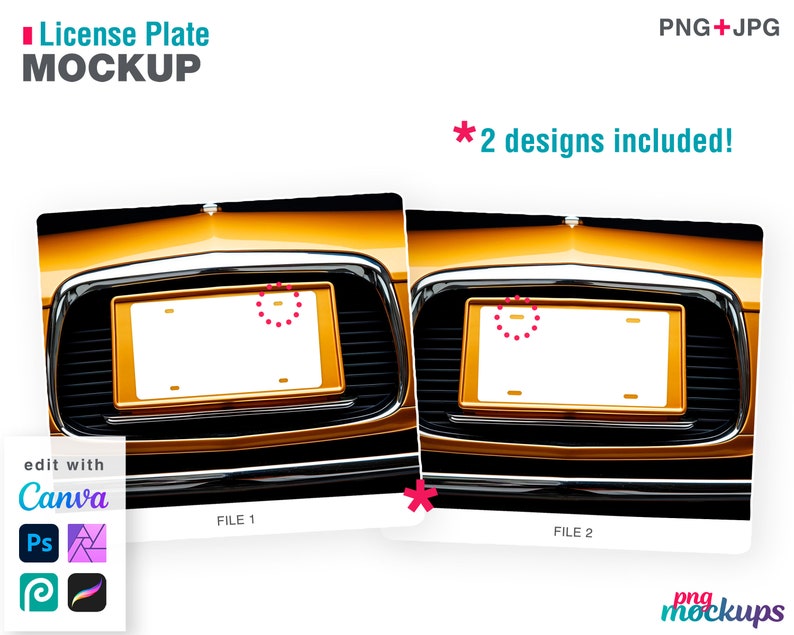 Car License Plate PNG Mockup With Transparent Background Use With Canva ...