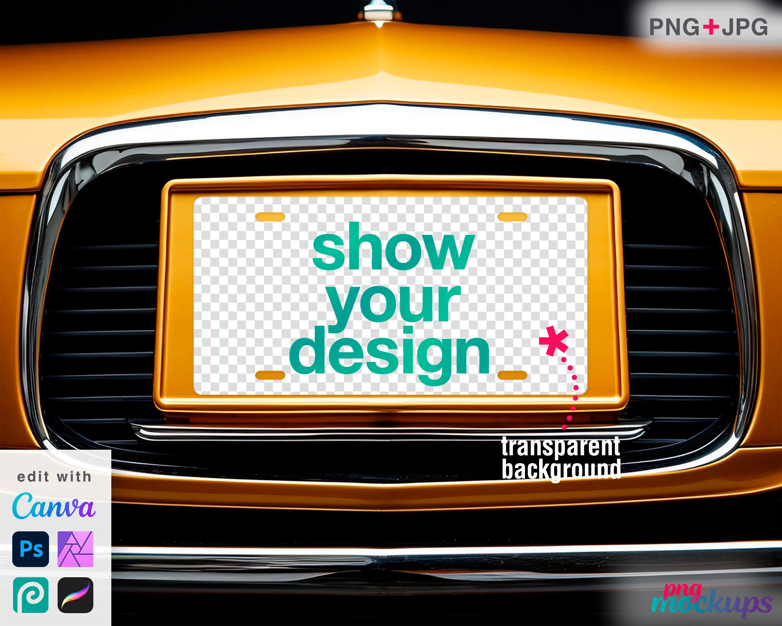Car License Plate PNG Mockup With Transparent Background Use With Canva ...