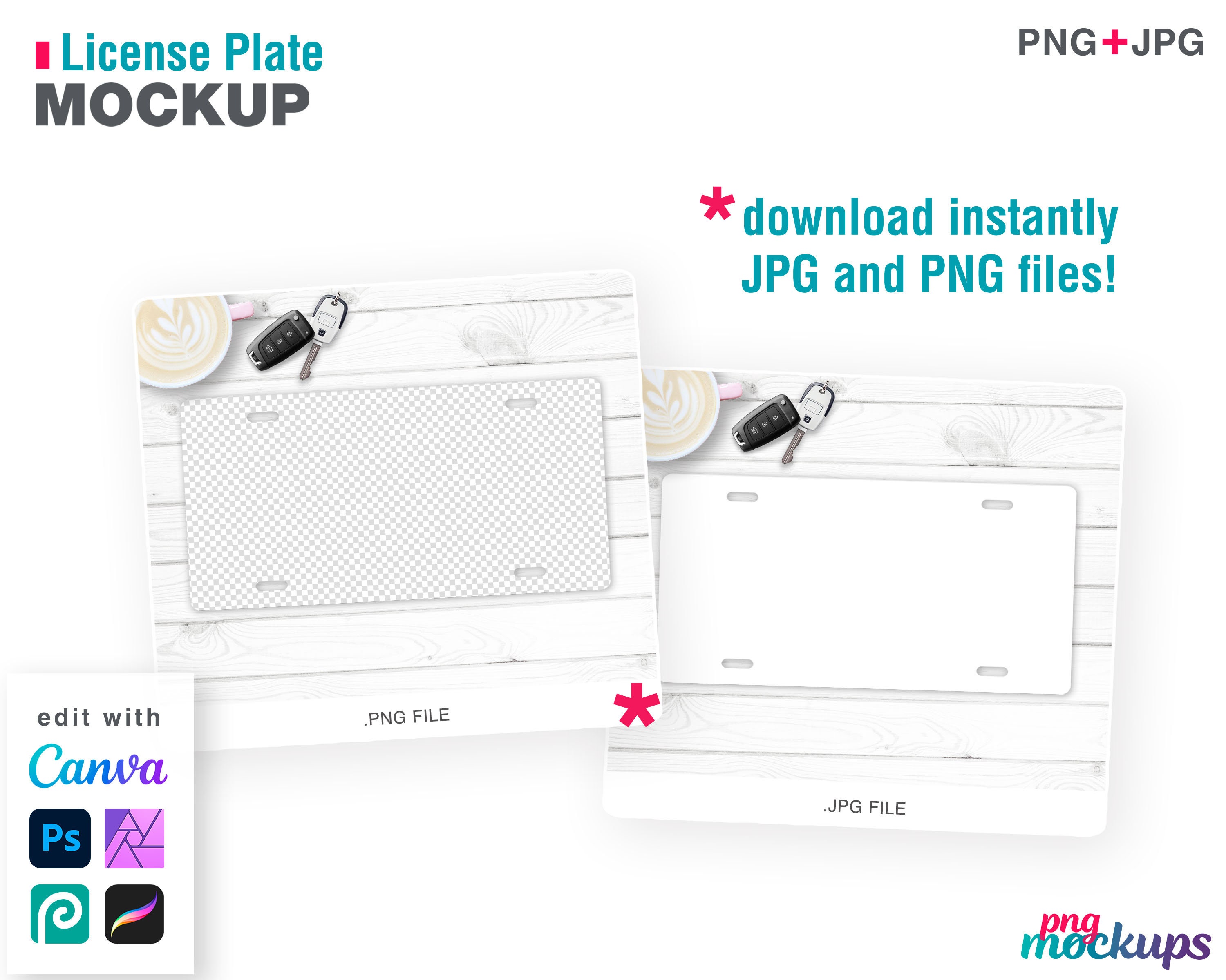Car License Plate PNG Mockup With Transparent Background Use With Canva ...