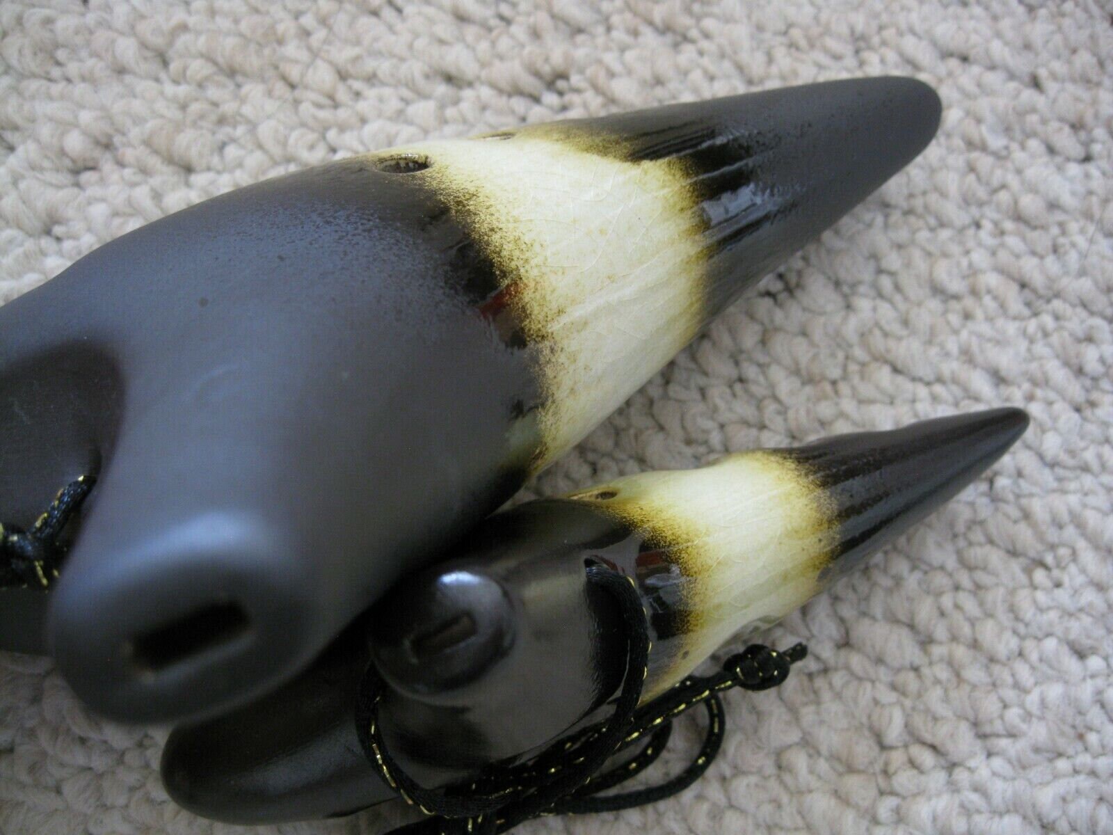 Combo Ocarina : Black and White Interlaced Alto C and Soprano G Ceramic ...