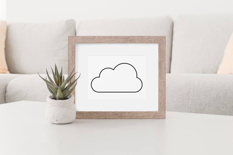 Cute Cloud Art Prints, Cloudy Line Art, Clouds Poster Print, Minimalist ...