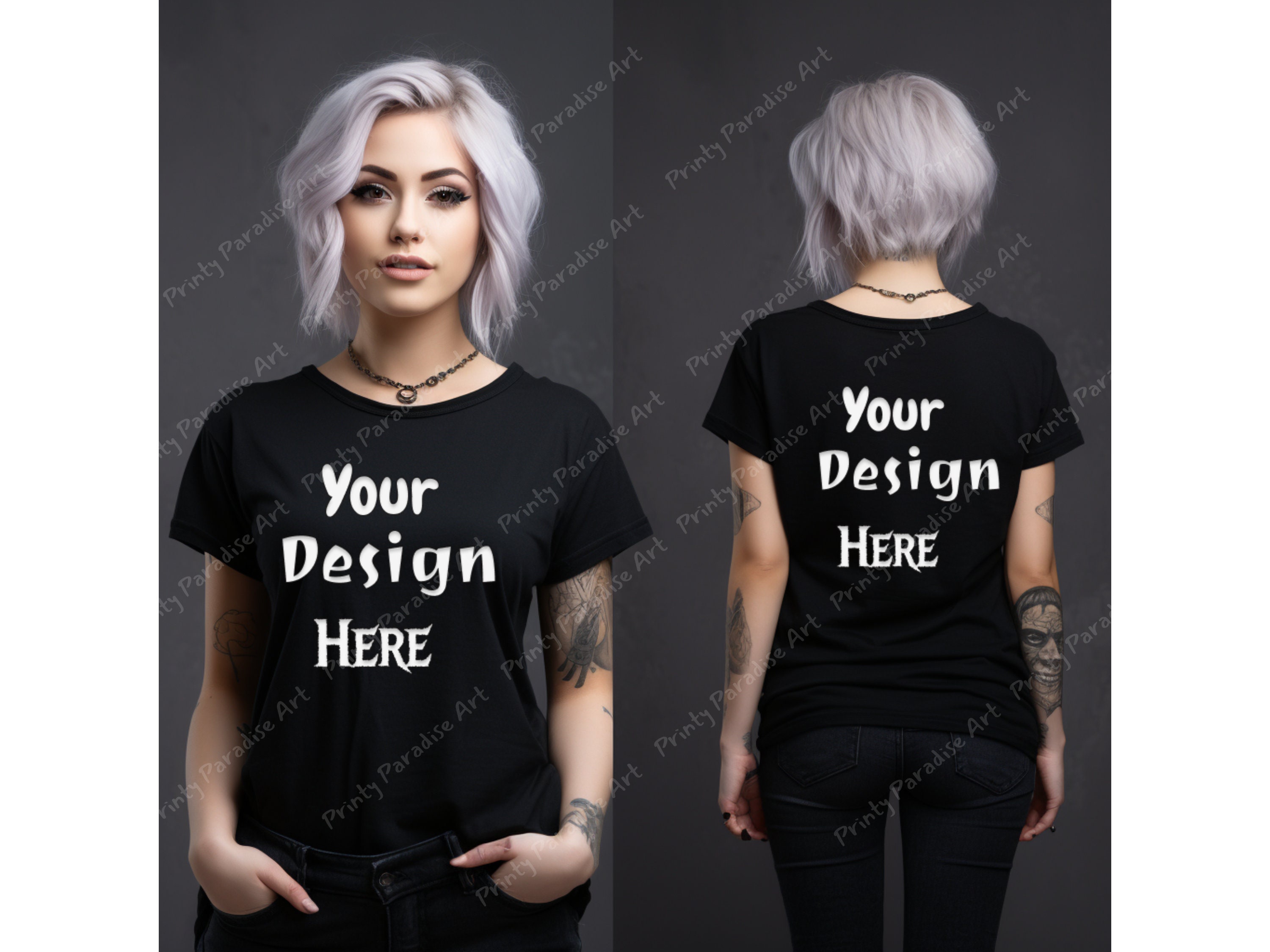 4 Black and White Tshirt Mockup Tattoo Shirt Mockup Goth Mockup Punk ...