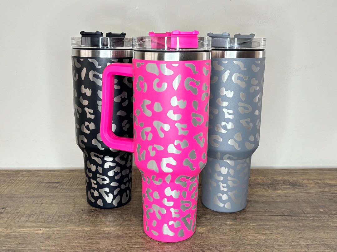 Holographic Tumbler, Leopard Print Cup, 40oz Stanley Style Cup ...