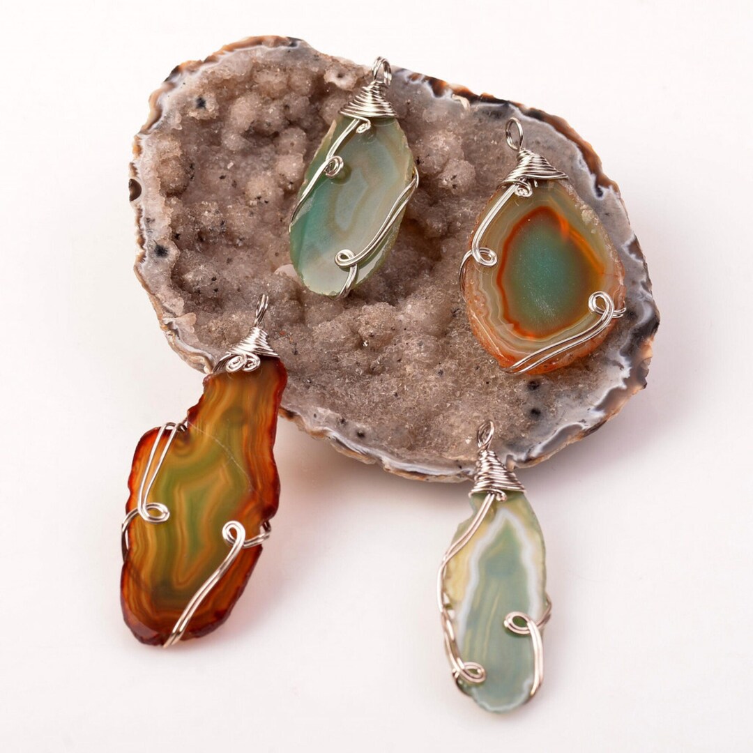 Aegeus Natural Agate Stone Necklace - Etsy