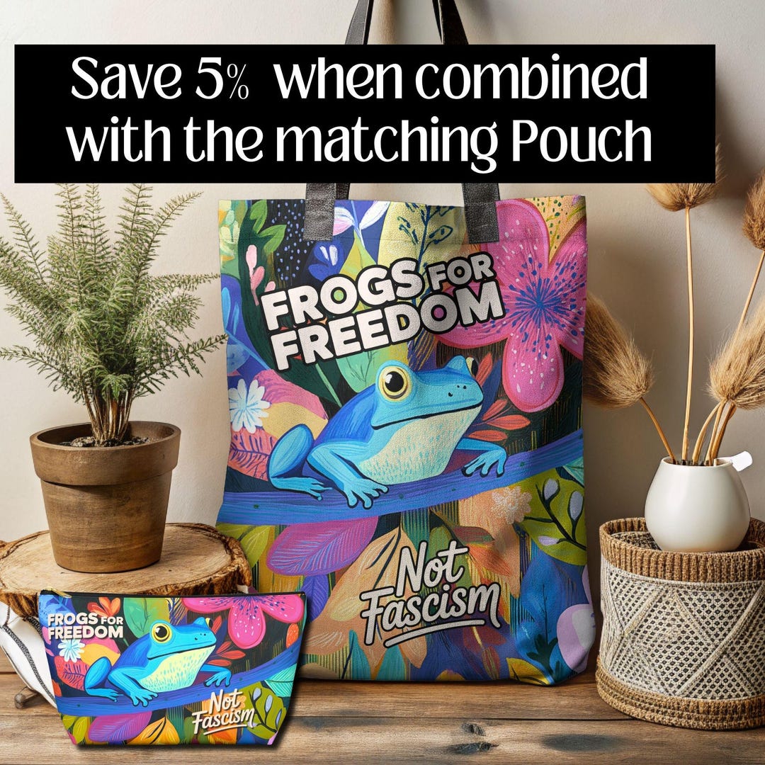 Frogs for Freedom Tote Bag, 3 Sizes, Matching Zipper Pouch Available ...
