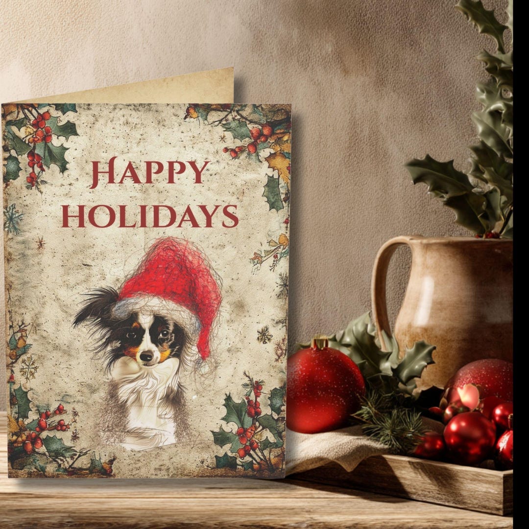 Personalized Vintage Borderpap Christmas Cards, Personalized Holiday ...