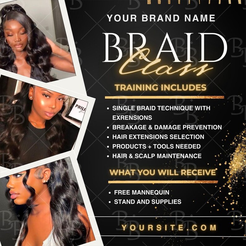 Braid Class Social Media Flyer | Beauty Masterclass Course Hair Stylist ...