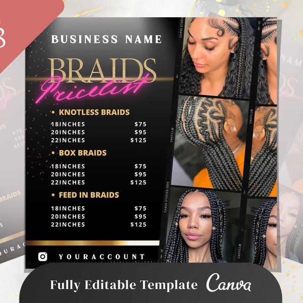 Stylist Price List for Social Media - Etsy