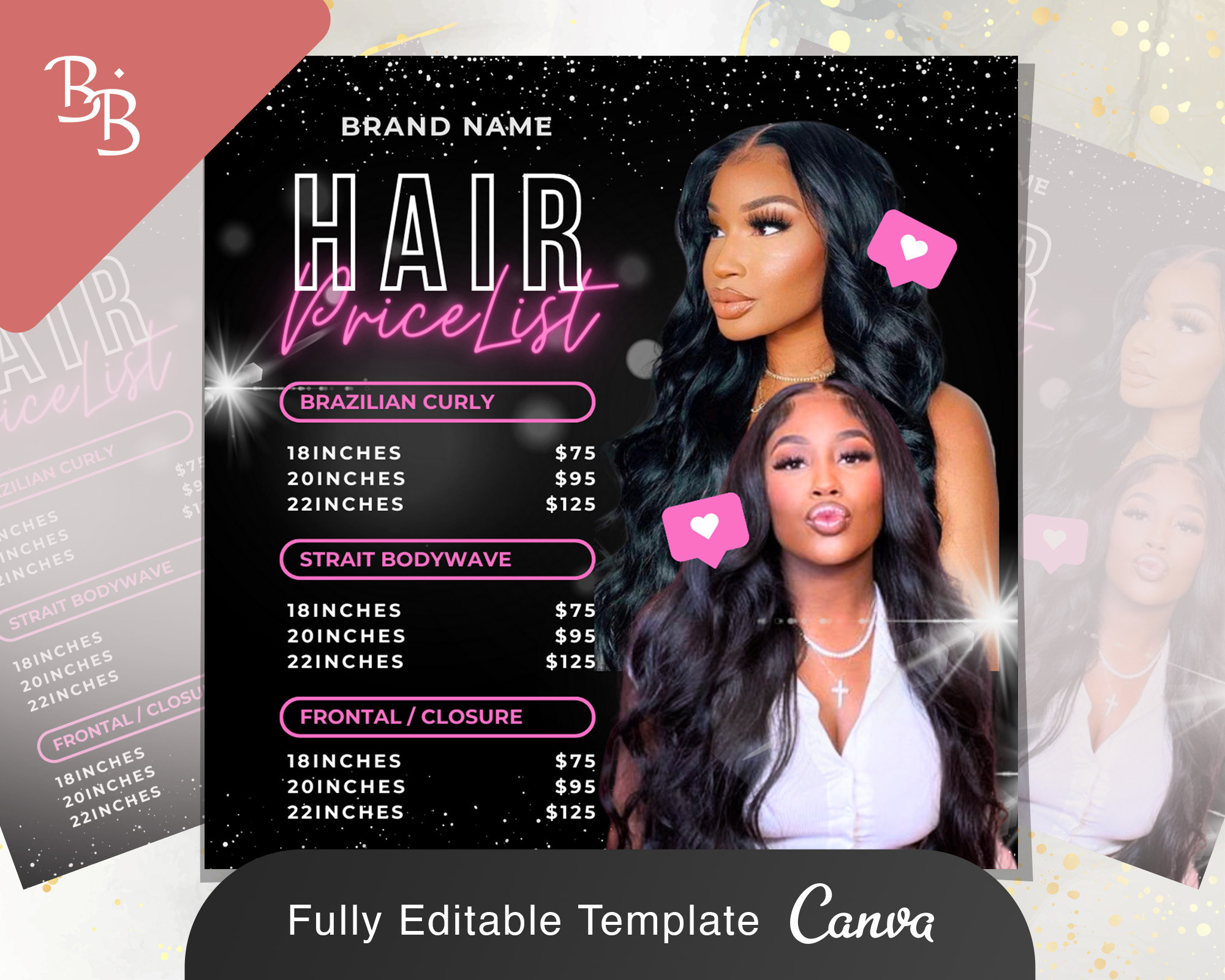 Hair Price List Flyer Templates | DIY Beauty Salon Braids Wig Stylist ...