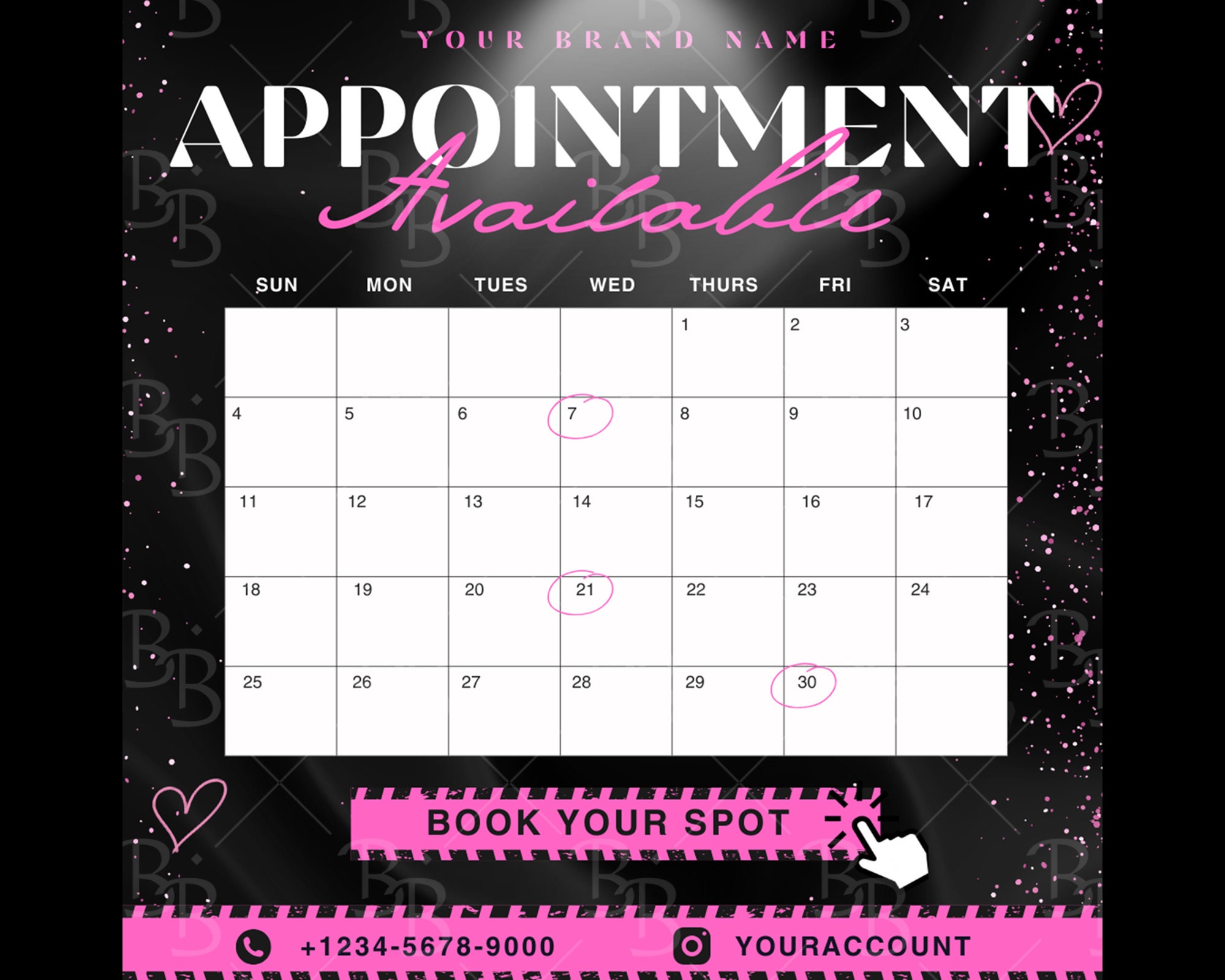 Appointments Available Flyer DIY Book Now Lash Hair Braids Wig Salon ...