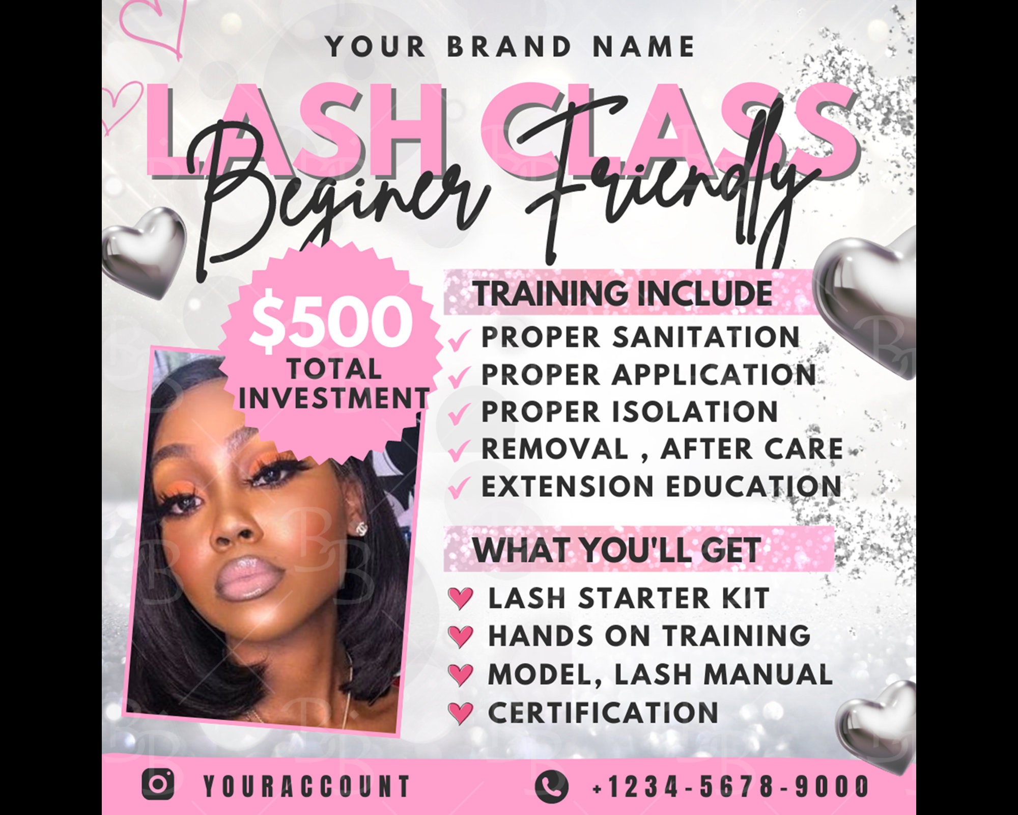 Lash Training Flyer | DIY Eyelash Course Social Media Flyer Book Now ...