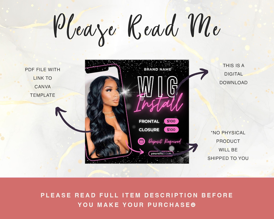 Wig Install Specials Template | DIY Hair Braids Hairstylist ...