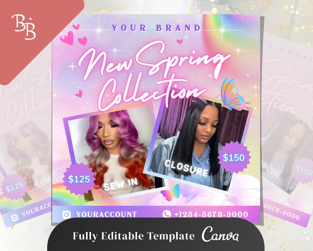 Spring Collection Flyer Template | DIY Flash Sale Hair Braids Closure ...