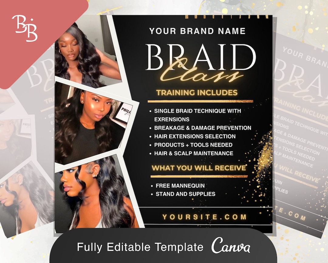 Braid Class Social Media Flyer | Beauty Masterclass Course Hair Stylist ...