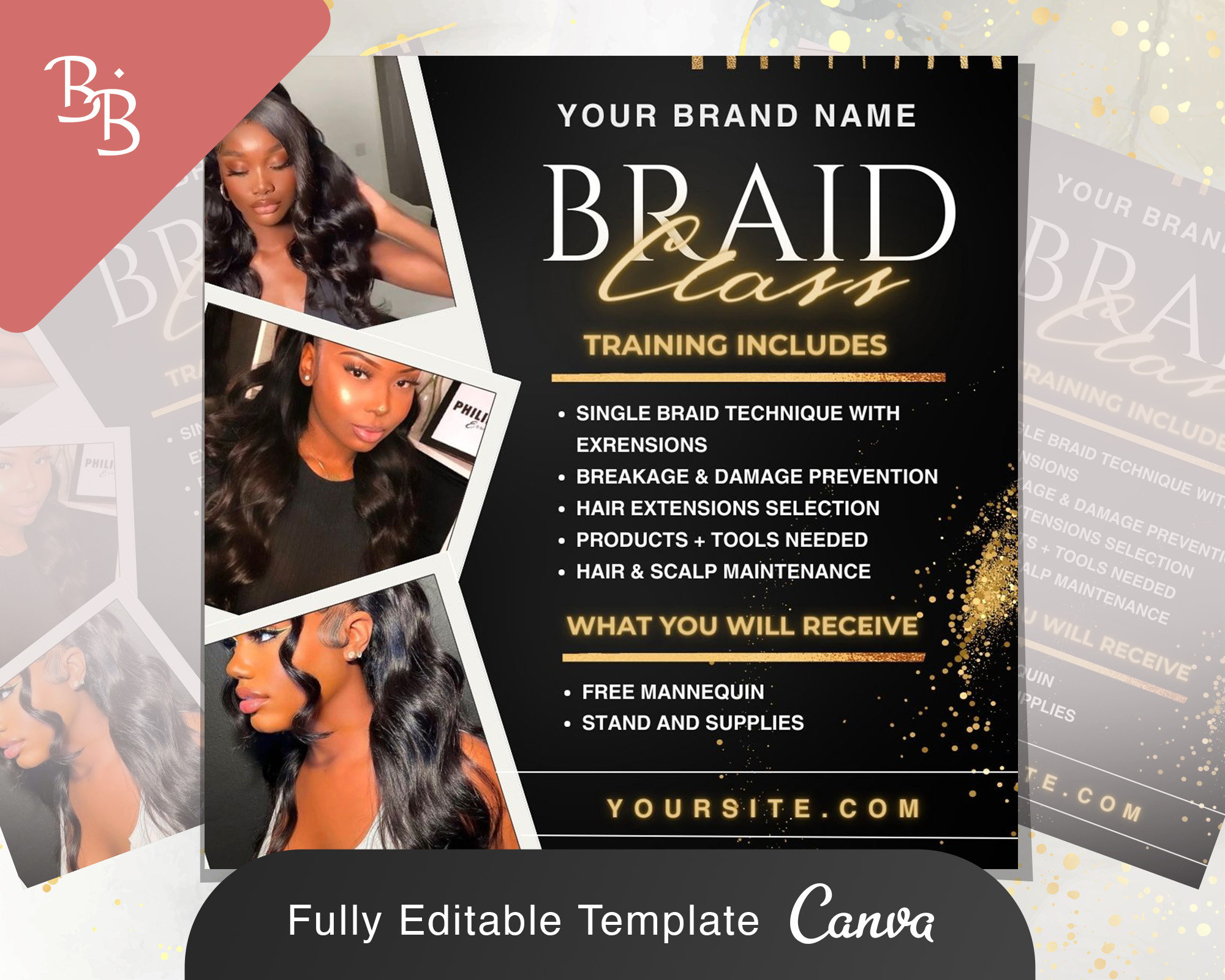 Braid Class Social Media Flyer | Beauty Masterclass Course Hair Stylist ...