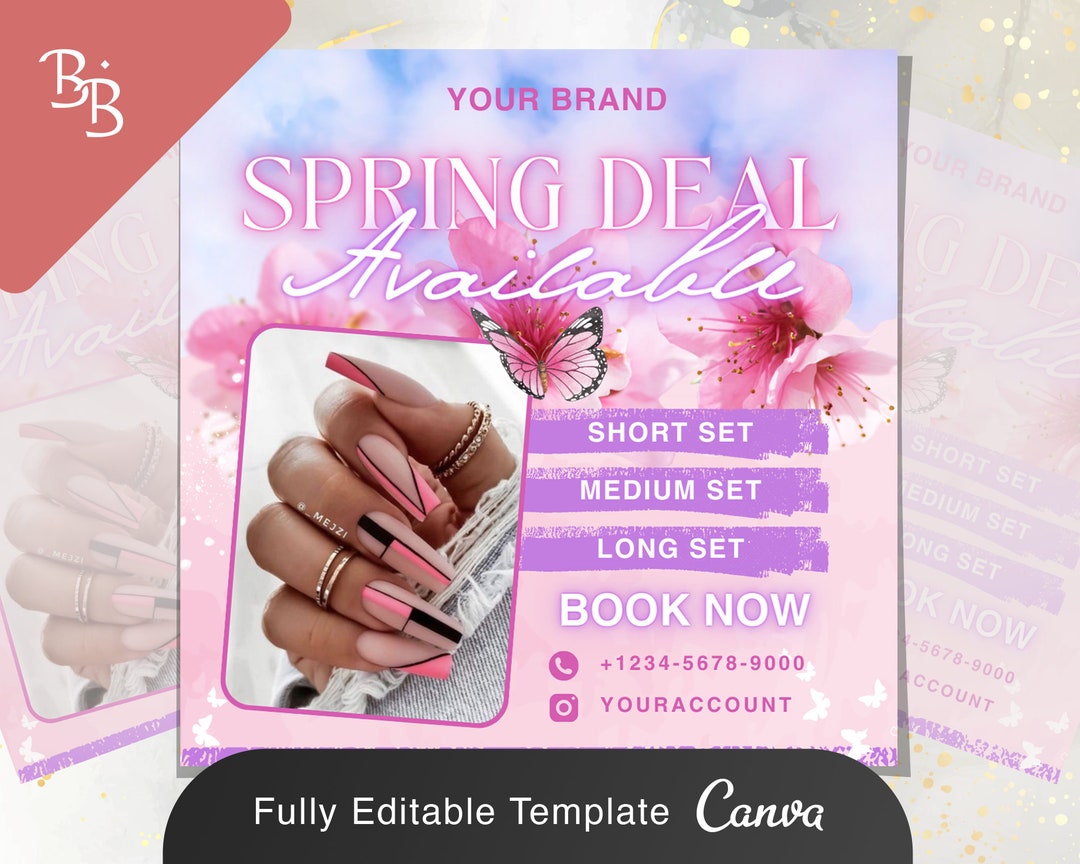 Spring Deals Available Flyer | DIY Nails Tech Special Book Now Flash ...
