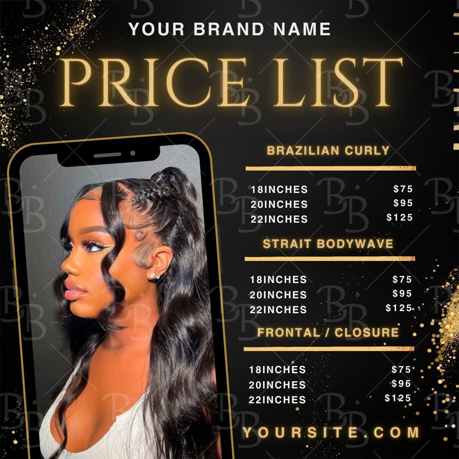 Hair Pricelist Flyer | Beauty Salon Modern Pricing Braid Wig Lashes ...