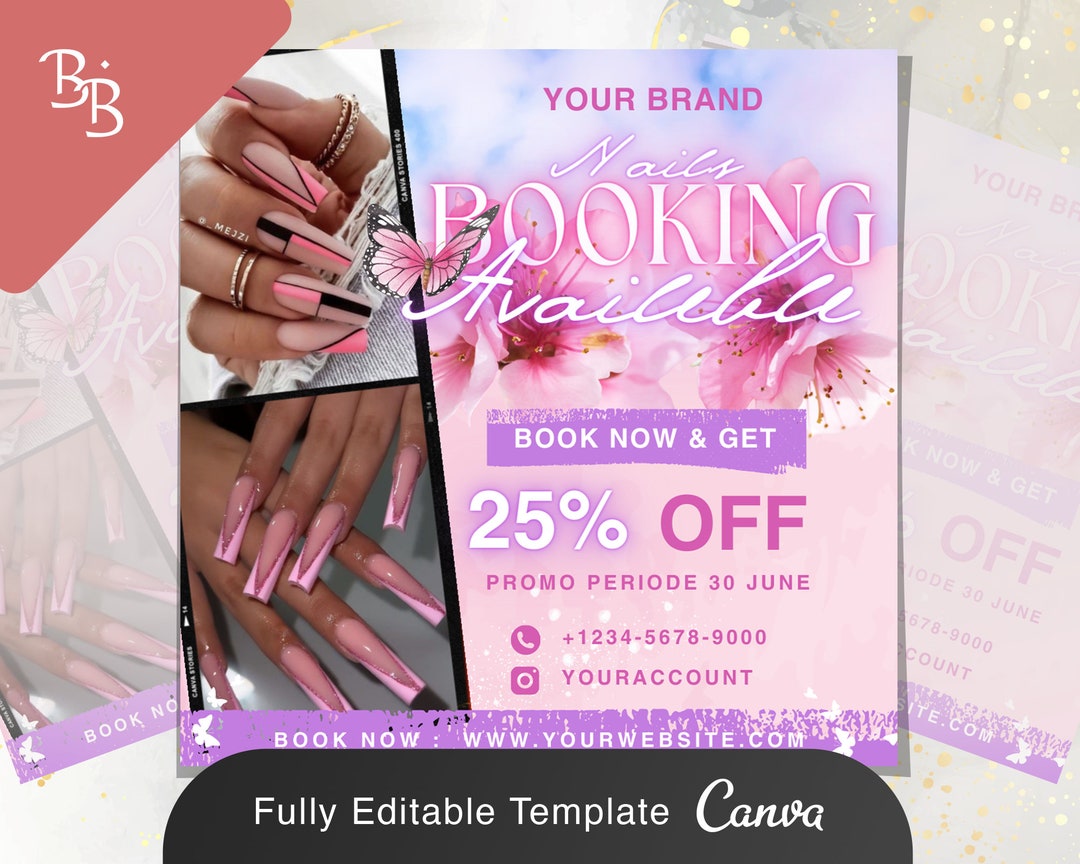 Booking Available Flyer | DIY Appointment Book Now Nails Art Makeup ...