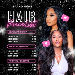 Hair Price List Flyer Templates | DIY Beauty Salon Braids Wig Stylist ...