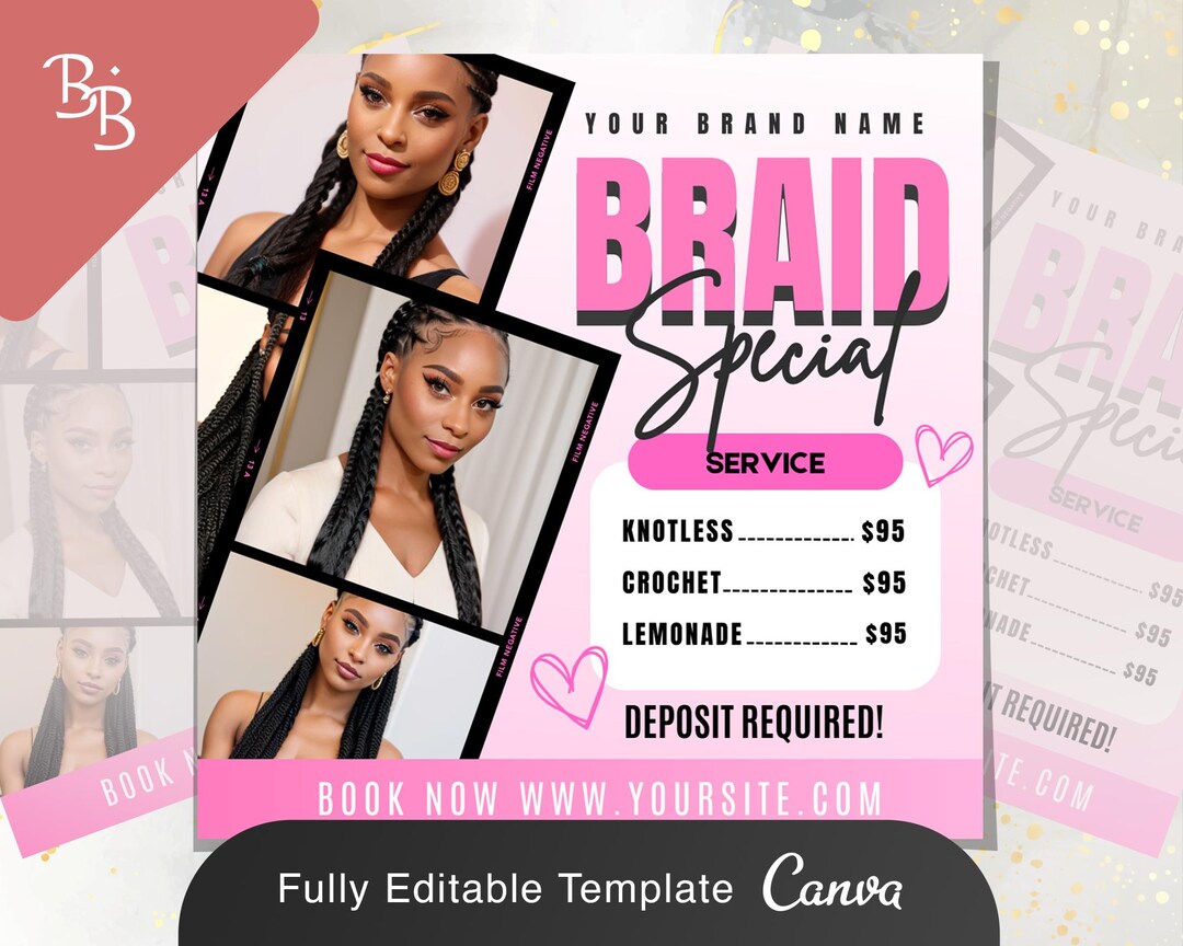 Hair Price List Business Flyer | DIY Beauty Salon Braids Wig Stylist ...