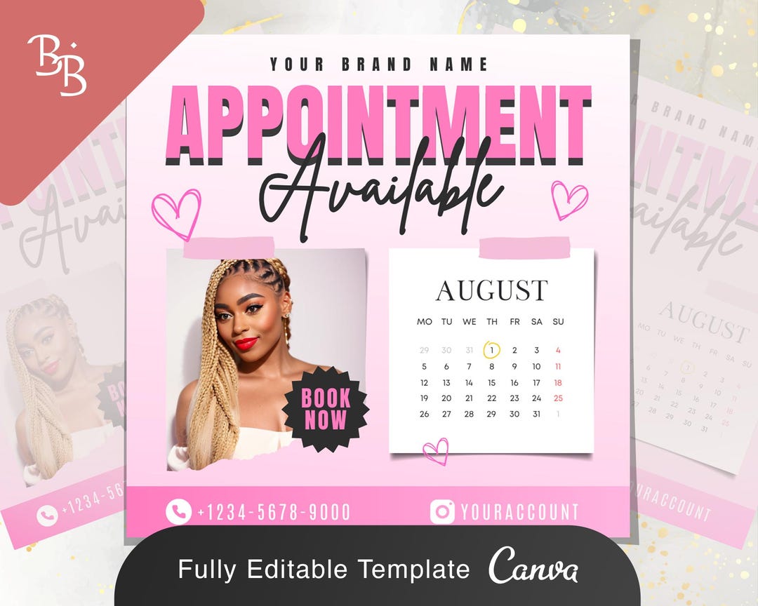 Appointment Calendar Flyer | DIY Book Now Available Monthly Booking ...