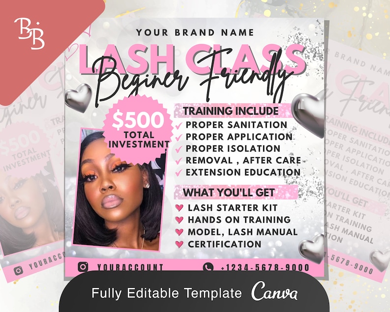 Lash Training Flyer | DIY Eyelash Course Social Media Flyer Book Now ...