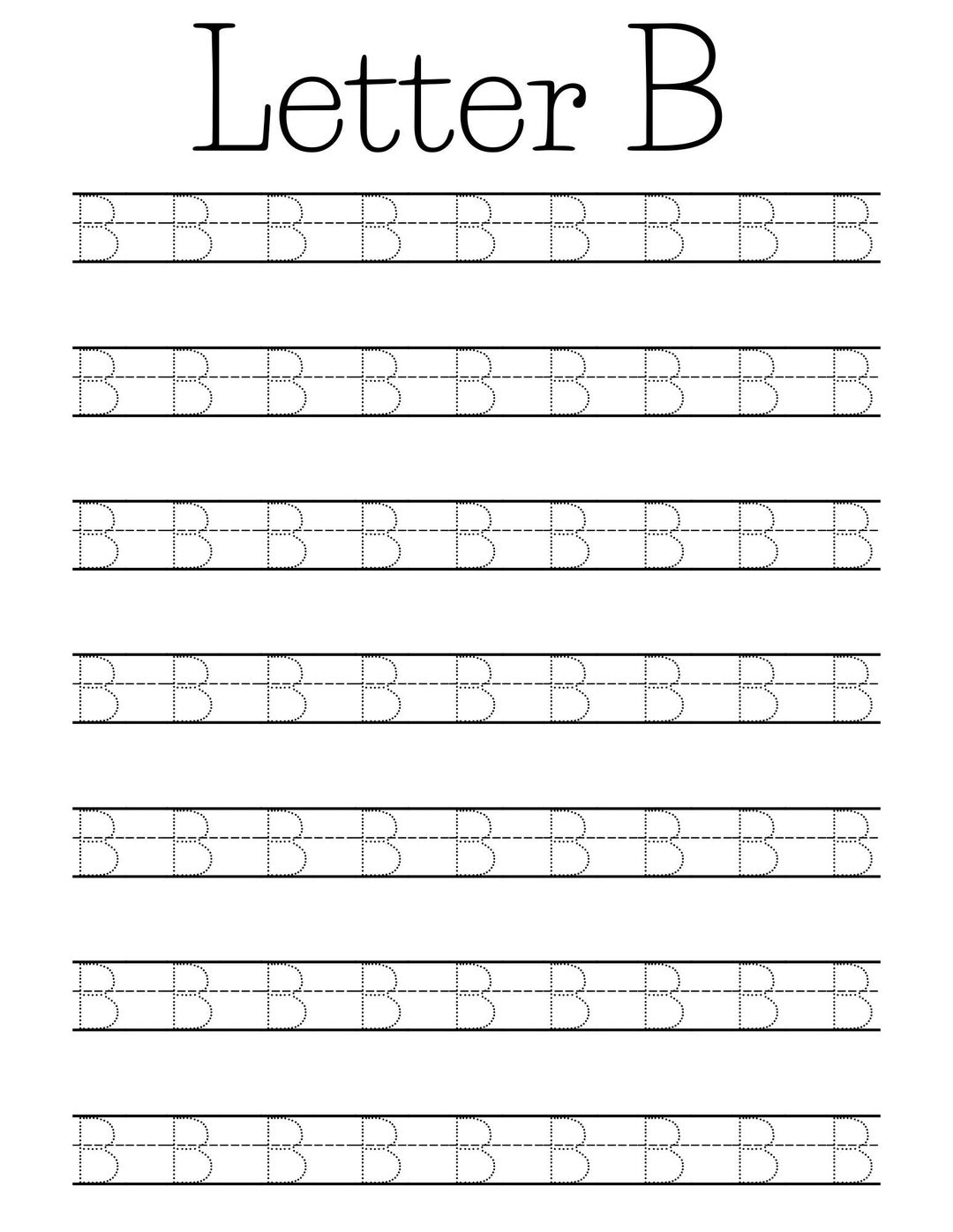 Uppercase Letter B Handwriting and Tracing - Etsy