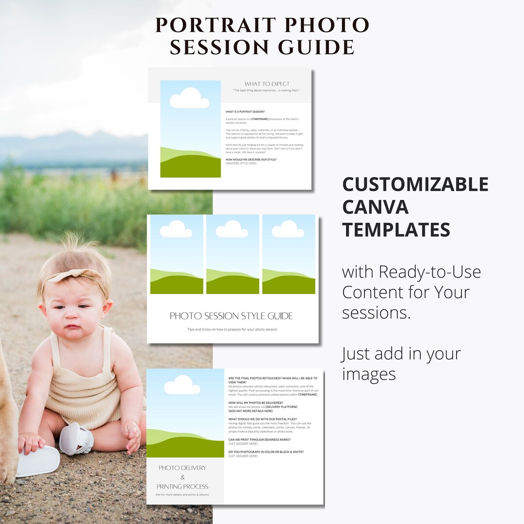 Canva Portrait Session Guide for Photographers, Family Session Guide ...