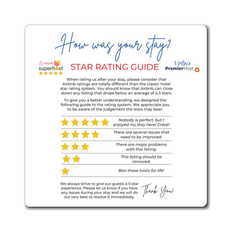 5 Star Airbnb Checklist - Etsy