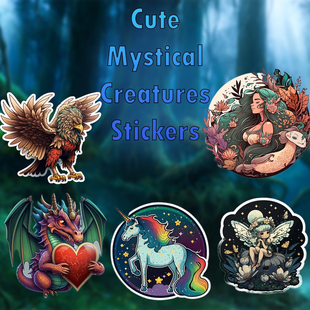 Cute Mystical Creatures Stickers Pack, Stickers Clipart, Png Images - Etsy