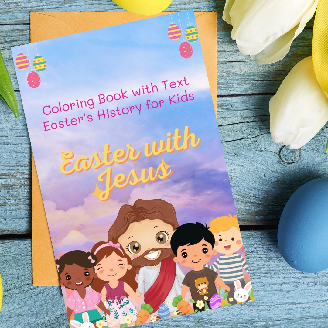 Easter Coloring Pages With Text, Printable Easter Coloring Book, Easter ...