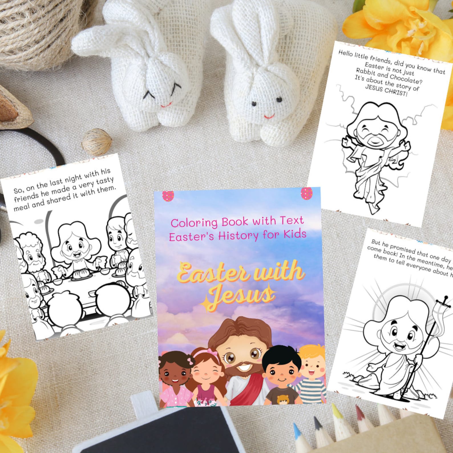 Easter Coloring Pages With Text, Printable Easter Coloring Book, Easter ...