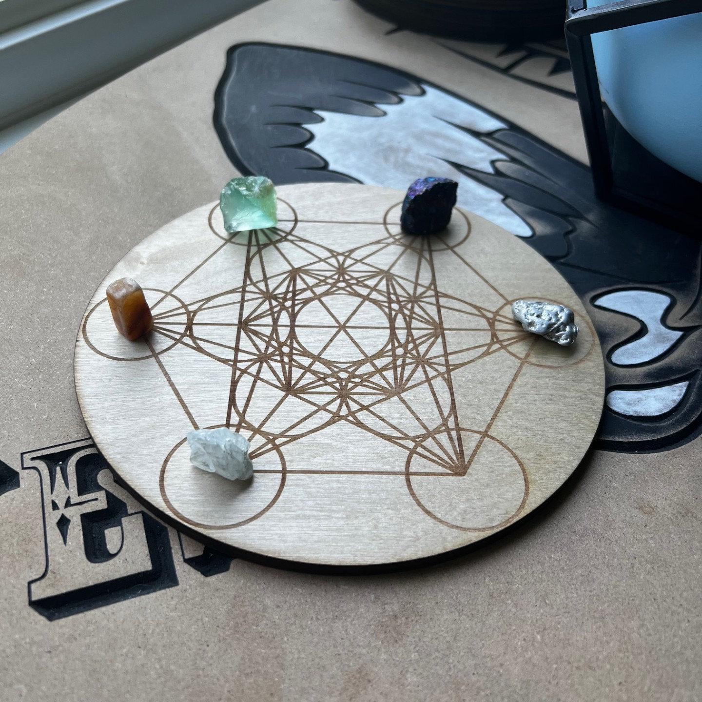 Wooden Crystal Grids | Crystal Grid | Crystal Display | Engraved ...