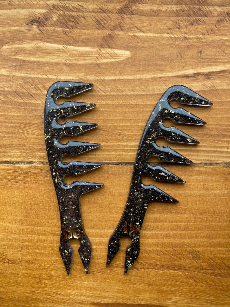 Personalized Wide Comb and Afro Comb Made of Sustainable Epoxy Resin With or Without Initials ...