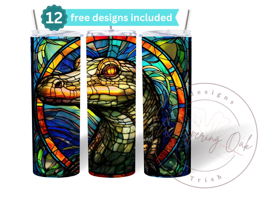 Gator Stained Glass 20 Oz Skinny Tumbler Sublimation Design Digital ...