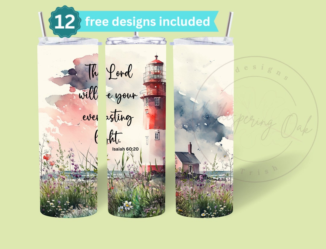 Christian Lighthouse 20 Oz Skinny Tumbler Sublimation Design Digital ...