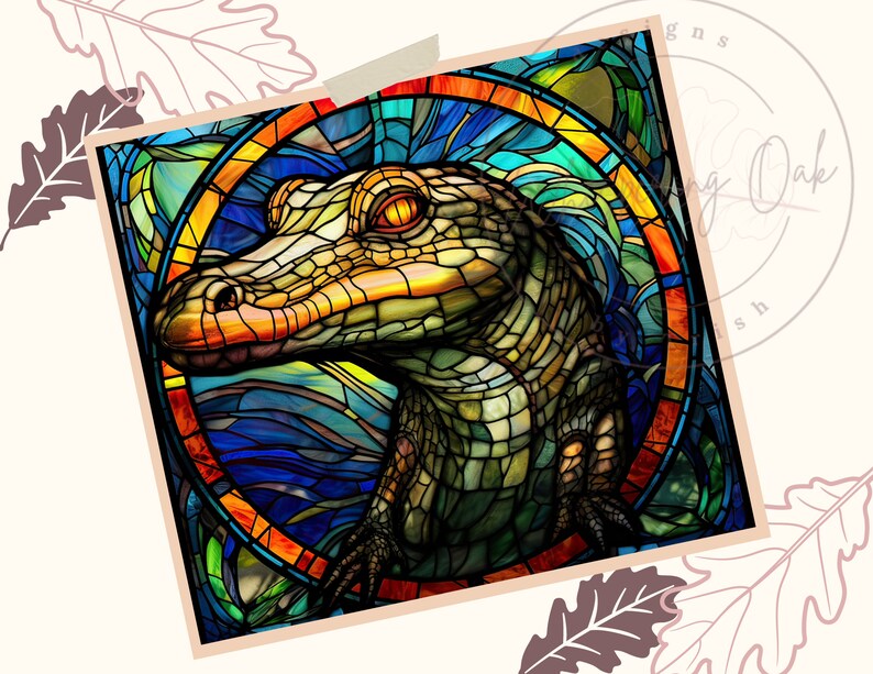 Gator Stained Glass 20 Oz Skinny Tumbler Sublimation Design Digital ...