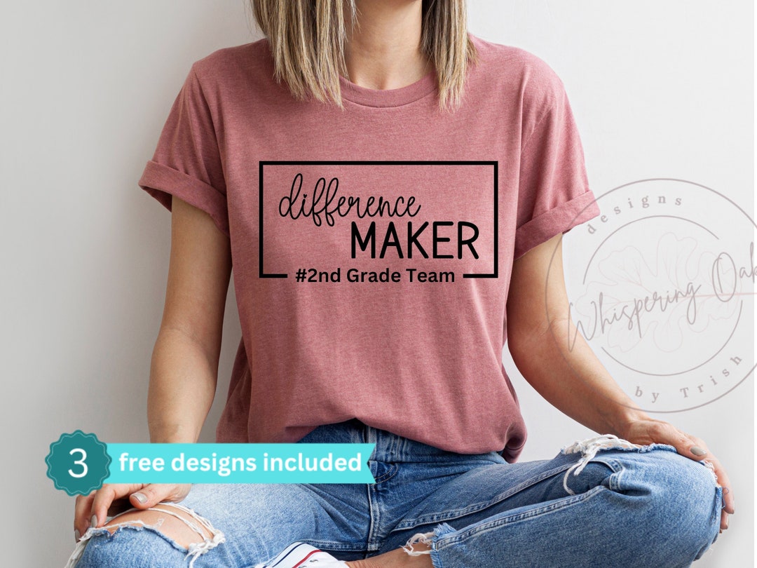 Difference Maker Second 2nd Grade T-shirt PNG Sublimation Teacher ...