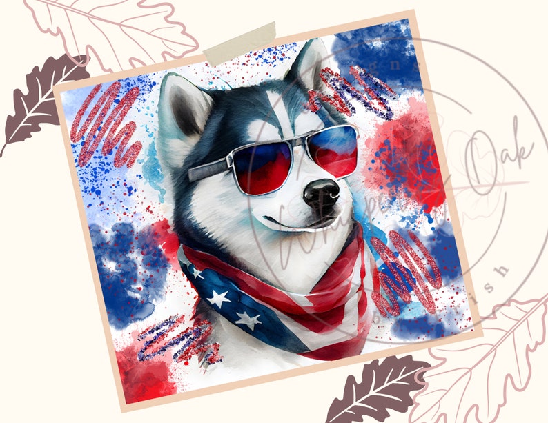 Patriotic Siberian Husky 20 Oz Skinny Tumbler Sublimation Design ...