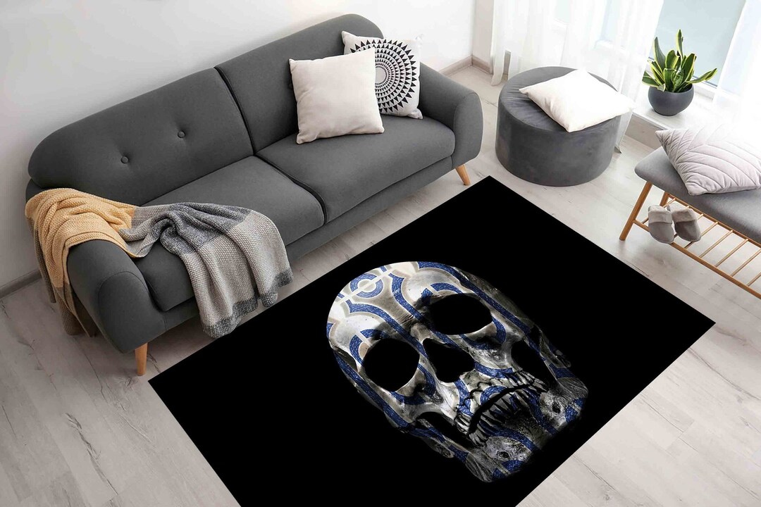 Skull With Ornate Pattern Rugs, Human Skull Rugs, Skull Rugs, Modern ...