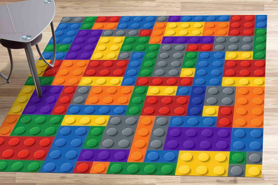 Colorful Building Blocks Rug, Game Room Rugs, Building Blocks Rugs ...
