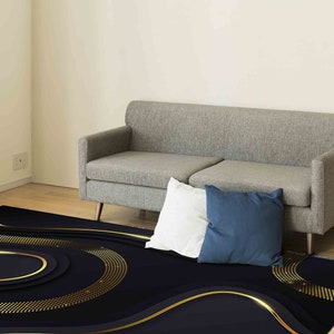 Golden Rug, Black and Gold Rug, Abstract Rugs, Modern Rug, Bath Rug ...