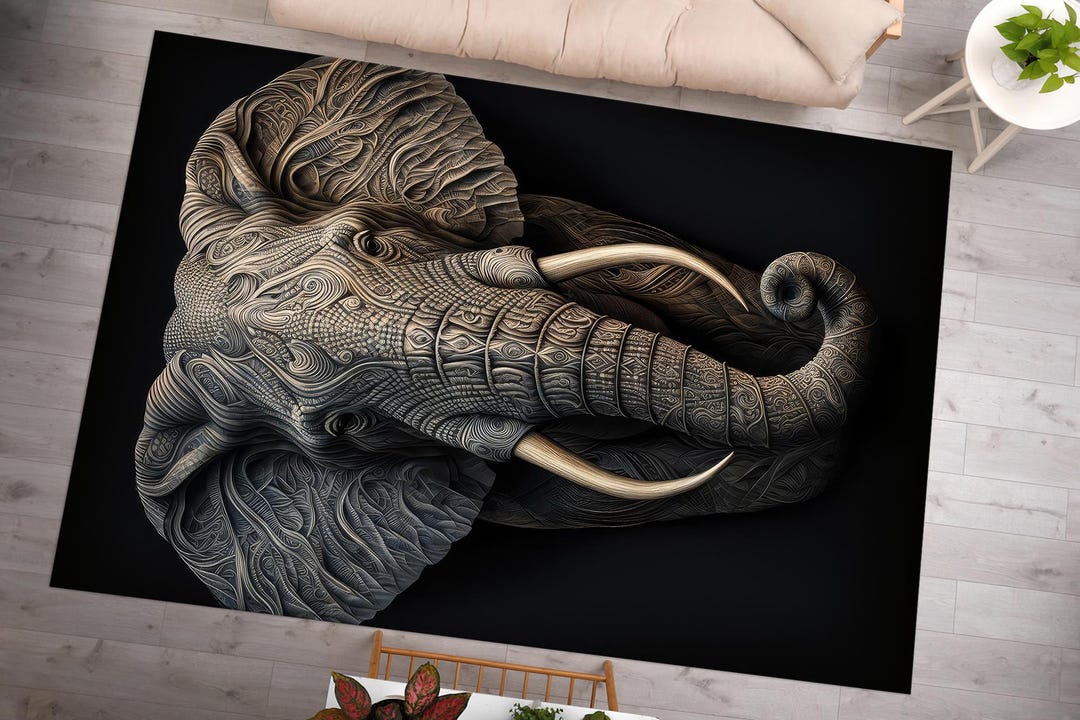 Elephant Rugs, Black Rug, Loft Rug, Animal Rugs, Machine Washable Rug ...